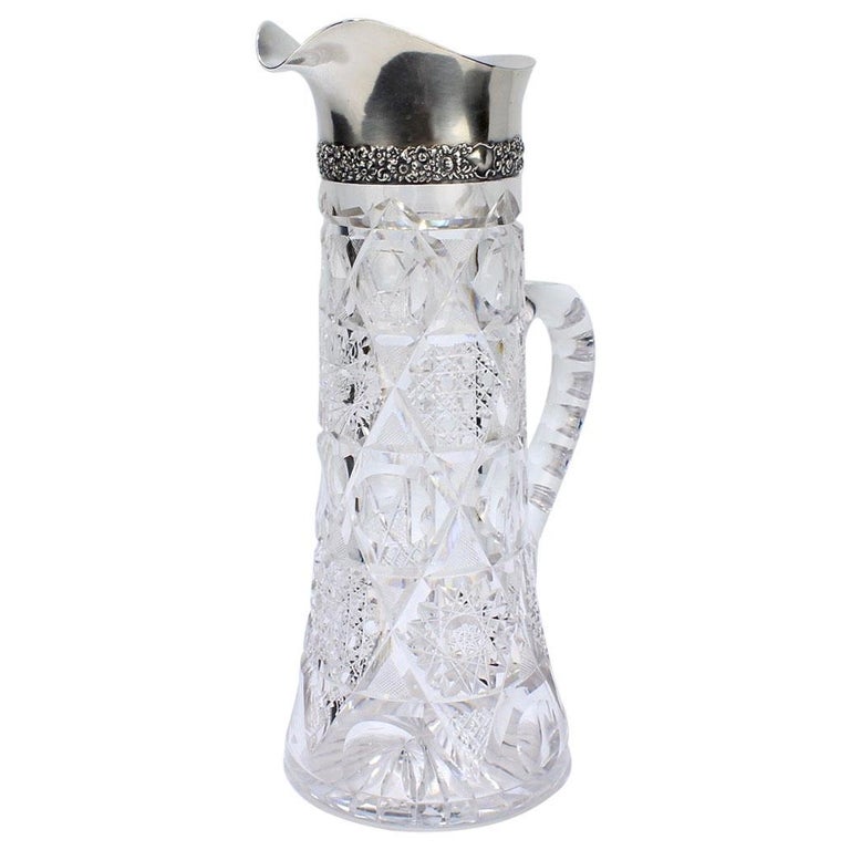 Antique Brilliant Period Sterling Silver Mounted Cut Glass Cocktail ...