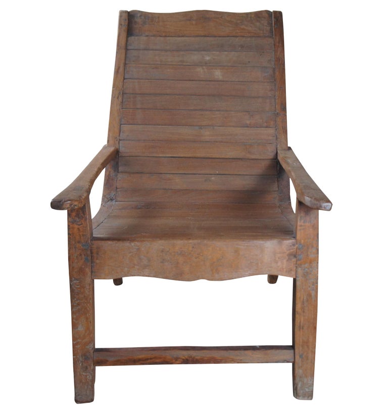 Antique British Colonial Anglo Indian Teak Distressed Plantation ...