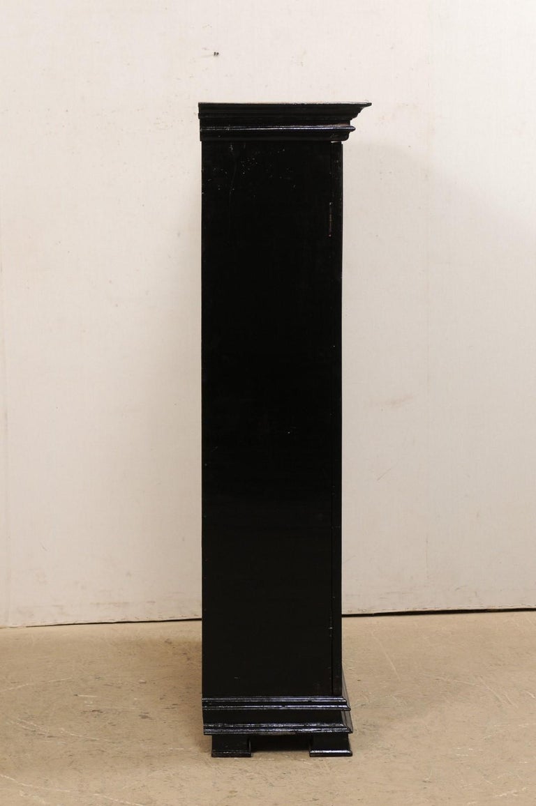 Antique British Colonial Black Armoire Cabinet with Raised Oval-Panel ...