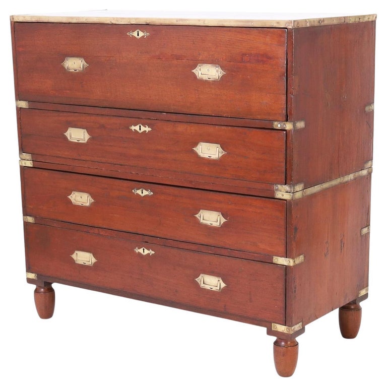 Antique British Colonial Campaign Secretary Chest of Drawers For Sale ...