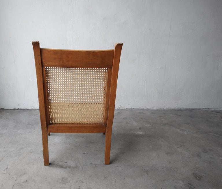 Antique British Colonial Cane and Carved Teak Lounge Chair For Sale at ...
