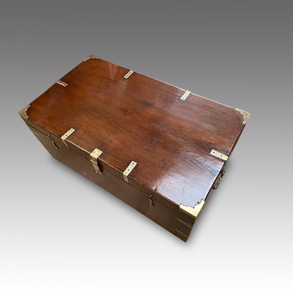 Antique British Colonial Victorian Brass Bound Military Chest, circa ...
