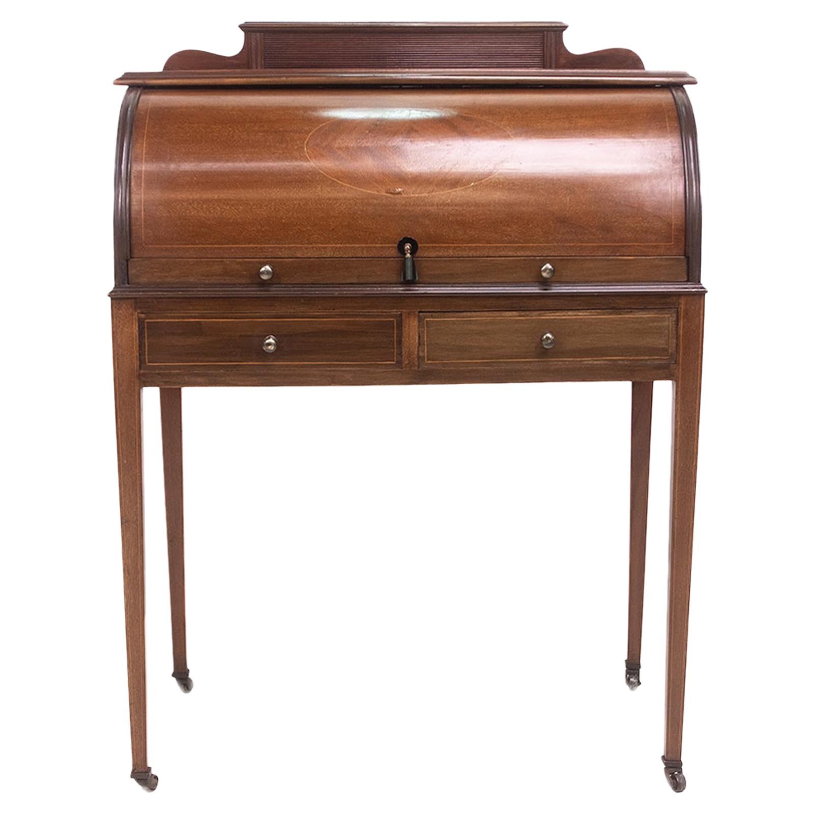 Antique British Edwardian Cylinder Bureau Desk For Sale at 1stDibs ...