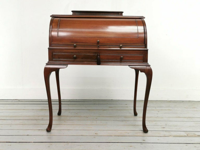 Antique British Edwardian Cylinder Writing Desk For Sale at 1stDibs