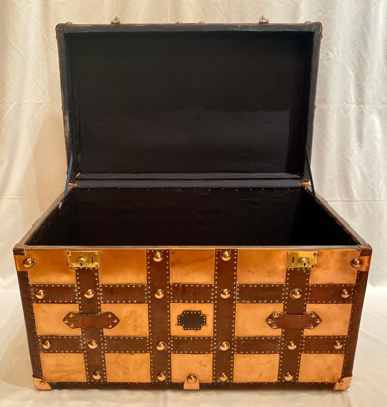 Antique British Military Officer's Trunk, Copper and Leather, circa ...