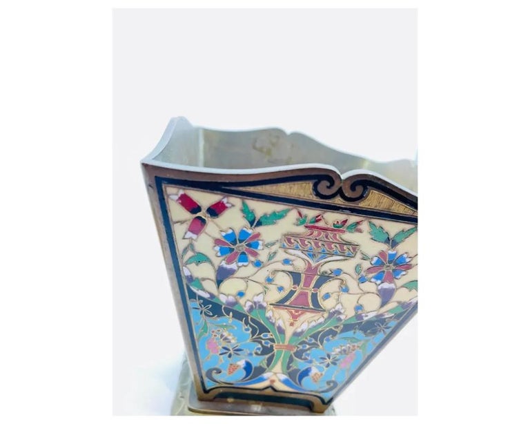 Antique Bronze and Champleve Enamel Vase For Sale at 1stDibs