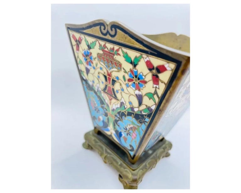 Antique Bronze and Champleve Enamel Vase For Sale at 1stDibs