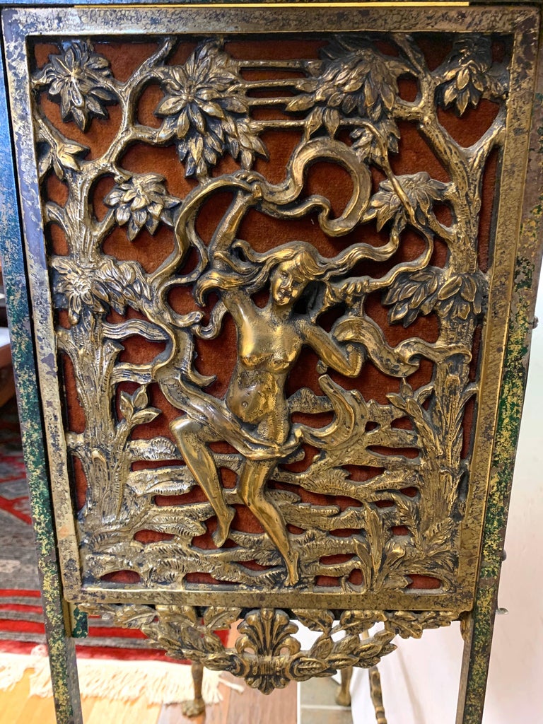 Antique Bronze and Onyx Telephone Stand Cabinet Table or Bar Drybar ...