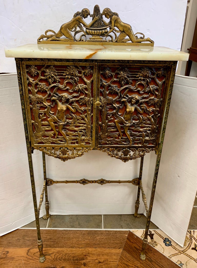 Antique Bronze and Onyx Telephone Stand Cabinet Table or Bar Drybar ...