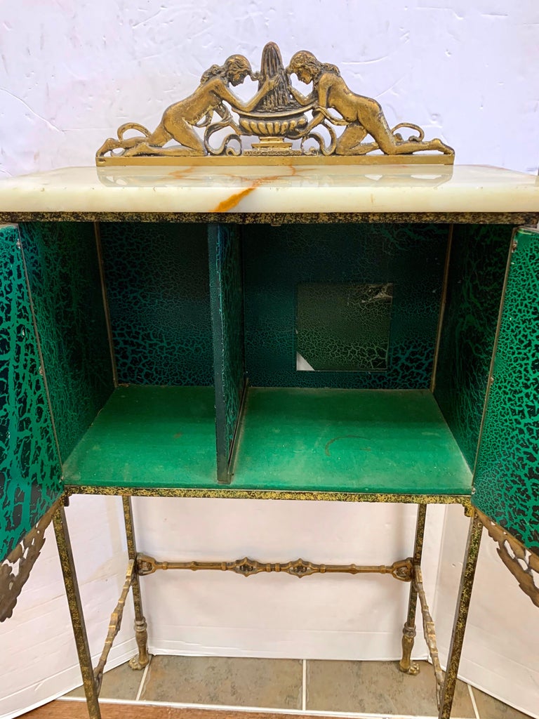 Antique Bronze and Onyx Telephone Stand Cabinet Table or Bar Drybar ...