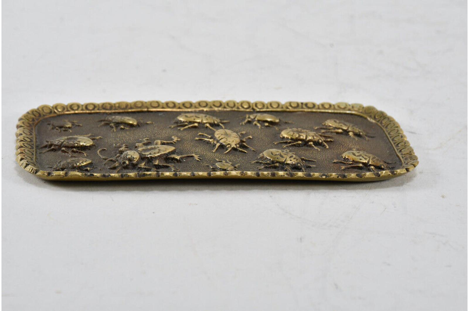 Antique Bronze Bowl with Insects from Around 1900 1H225 For Sale at 1stDibs