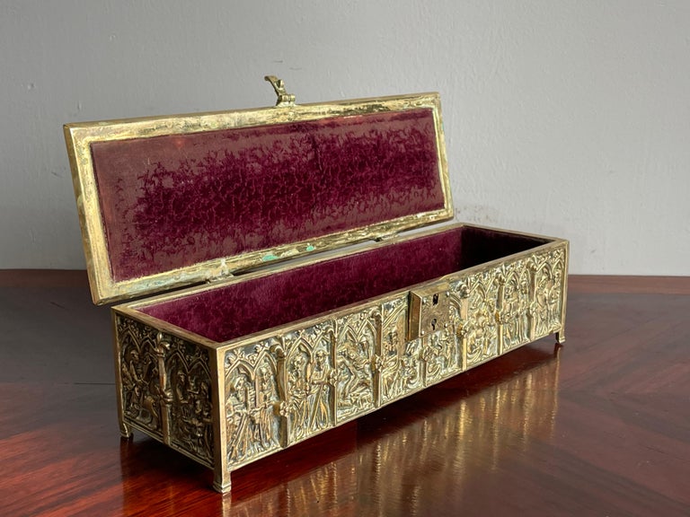 Antique Bronze Box with Gothic Church Window Panels by Adolph Frankau ...