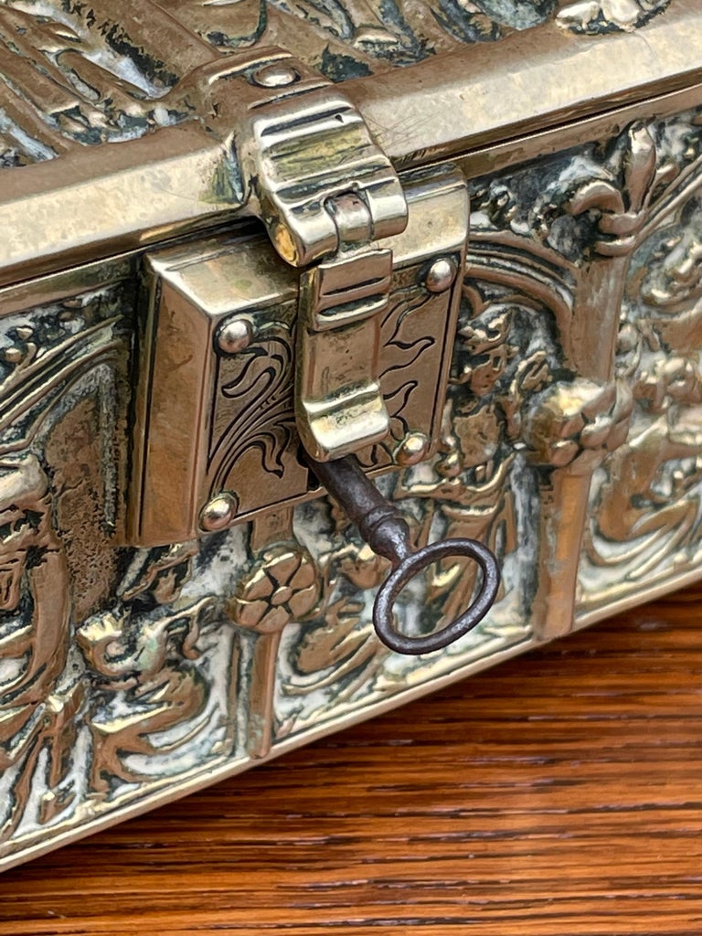 Antike Bronze Box w. Gotische Kirchenfenstertafeln von Adolph Frankau ...