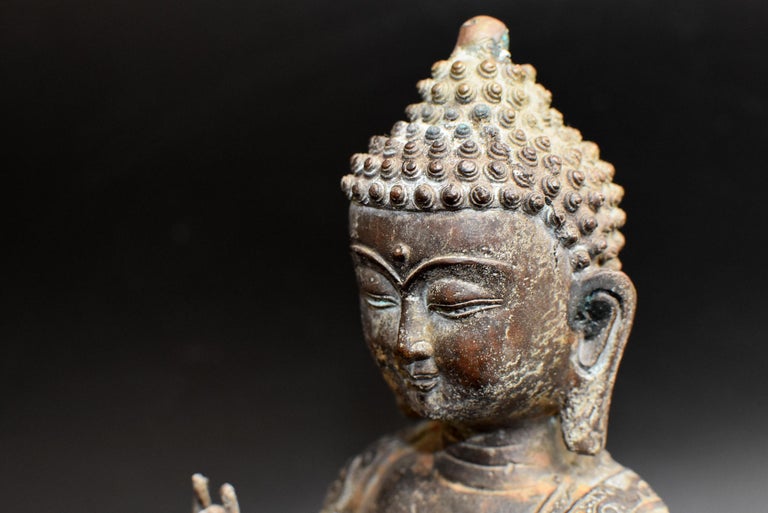 Antique Bronze Buddha, Gesture of Fearlessness at 1stDibs