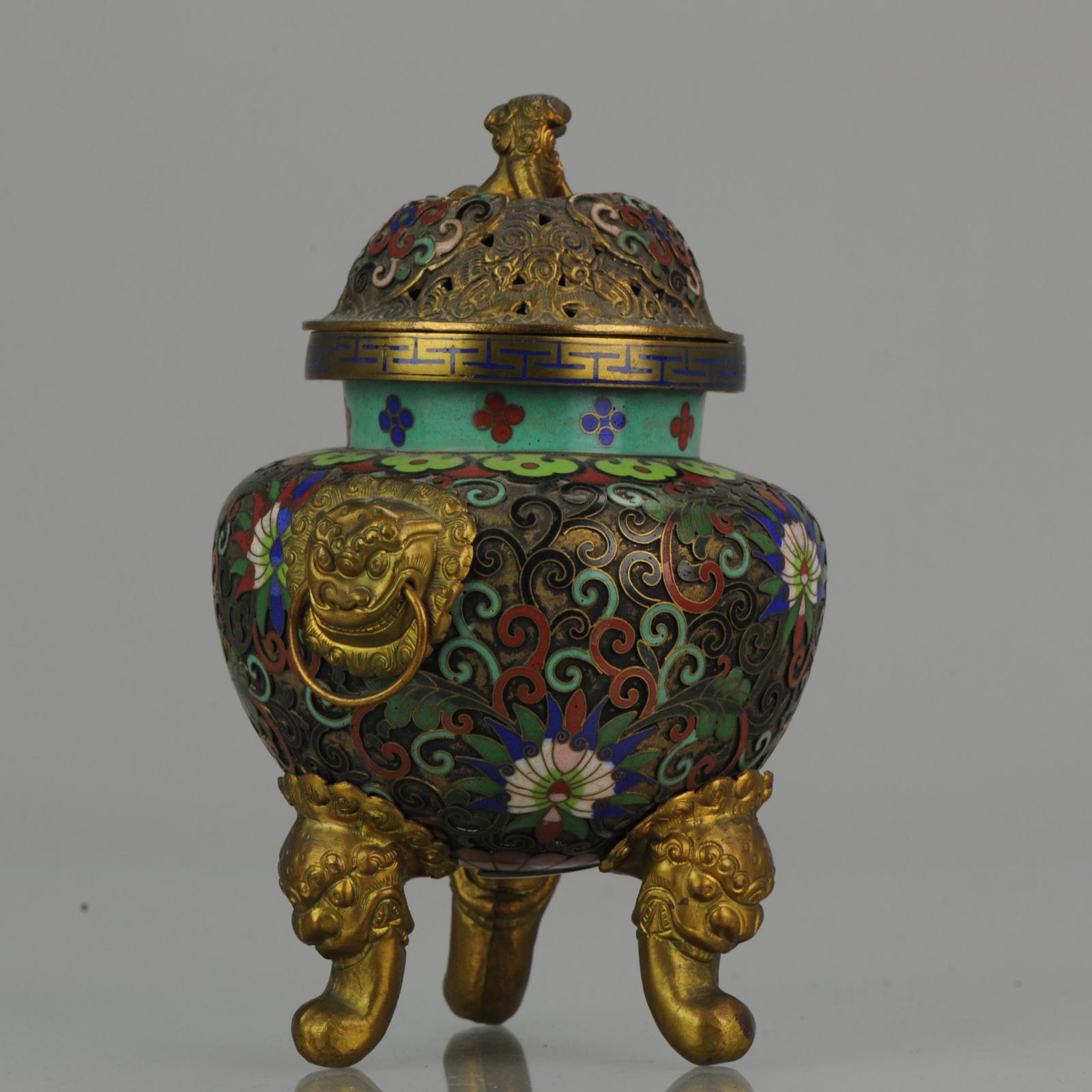 Antique Bronze / Copper Cloisonné Burner Inscense Koro China, 19/20th ...