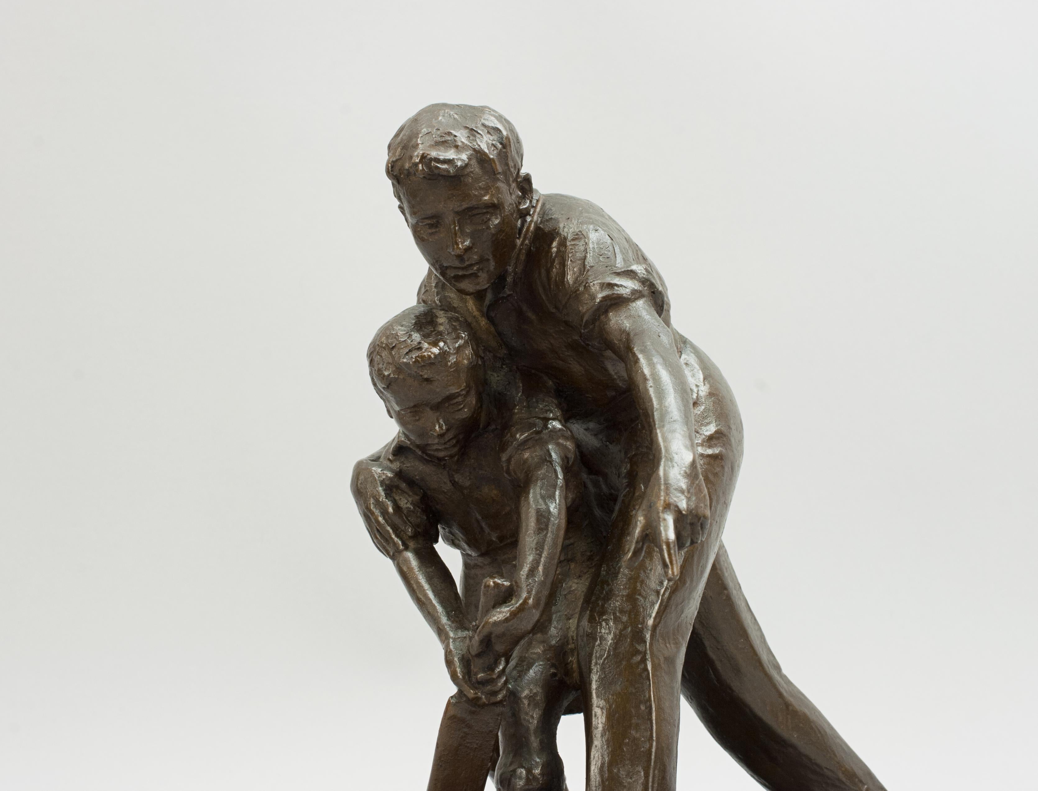 Antique Bronze Cricket Figures, Father and Son Cricket Statue For Sale ...