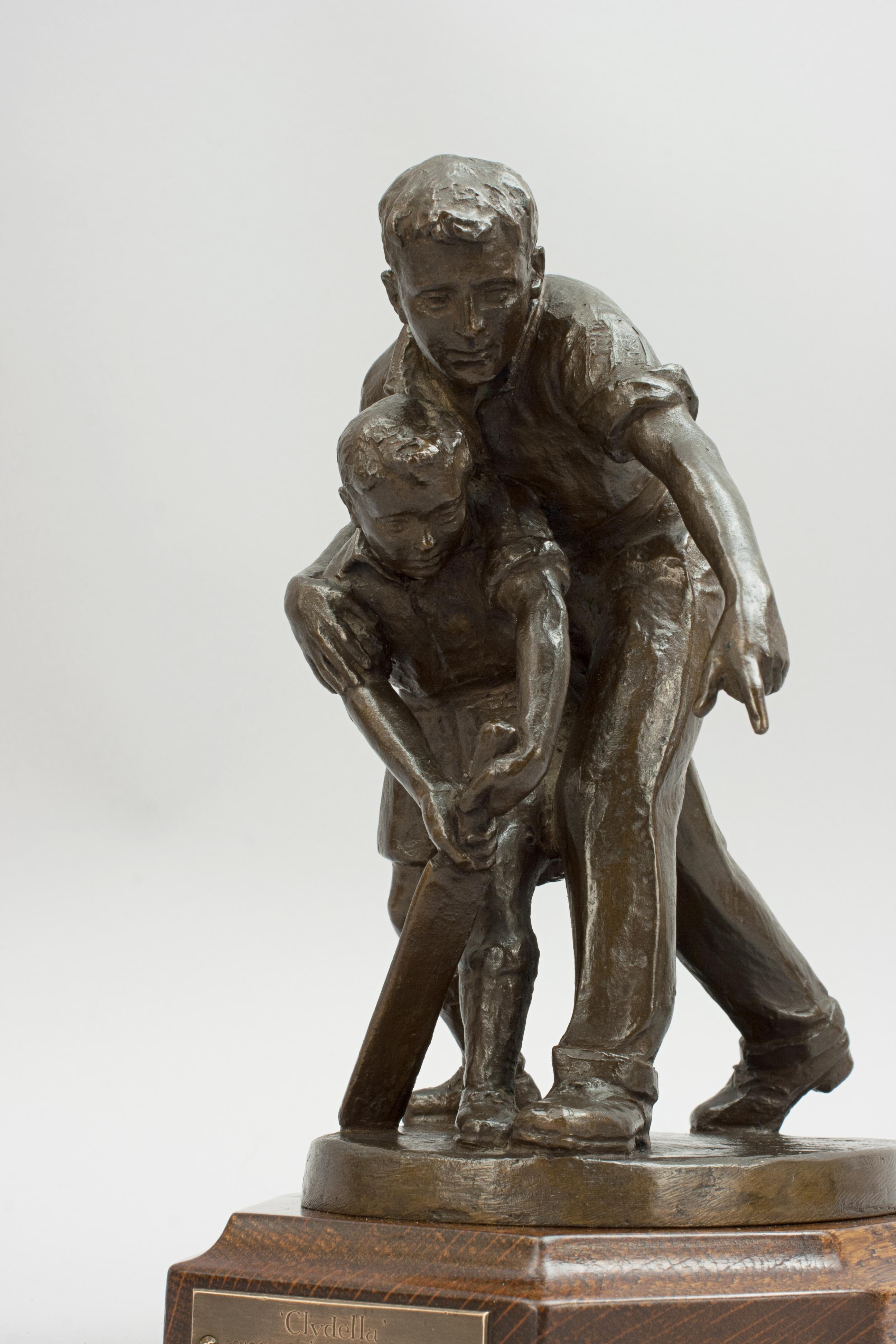 Antique Bronze Cricket Figures, Father and Son Cricket Statue For Sale ...
