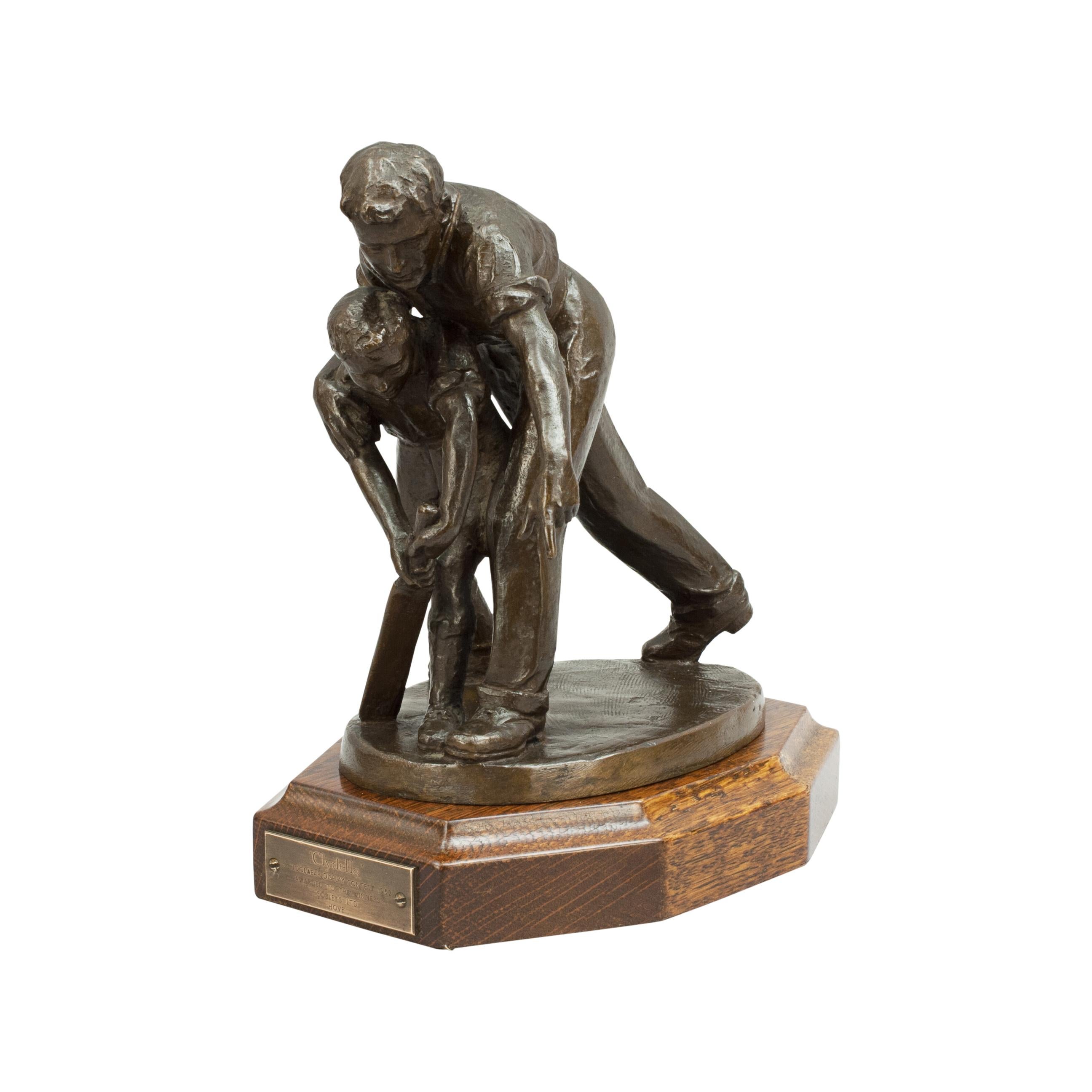 Antique Bronze Cricket Figures, Father and Son Cricket Statue For Sale ...