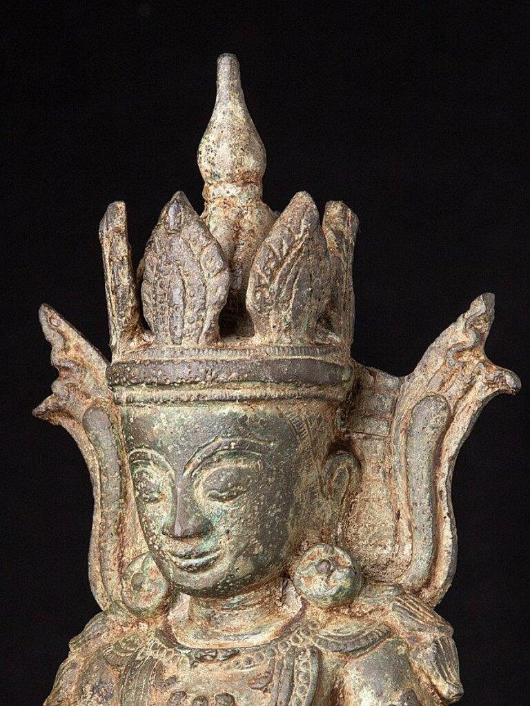 Antique Bronze Crowned Buddha Statue from Burma For Sale at 1stDibs