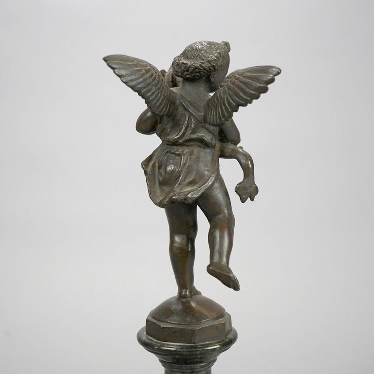 Antique Bronze Cupid and Dolphin Statue on Marble Plinth 19th C For ...