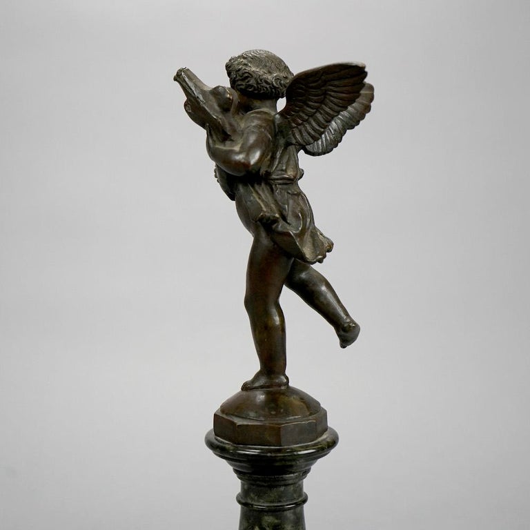 Antique Bronze Cupid and Dolphin Statue on Marble Plinth 19th C For ...