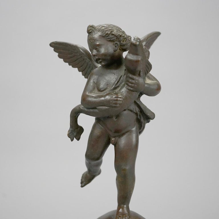Antique Bronze Cupid and Dolphin Statue on Marble Plinth 19th C For ...