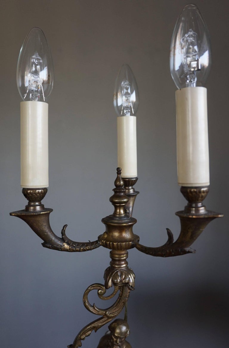 Antique Bronze Empire Style Table Lamp with a Nude Zeus Sculpture on ...