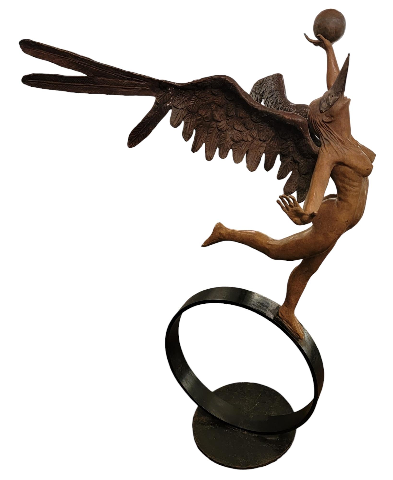 Antique Bronze Female Balancing Angel For Sale at 1stDibs