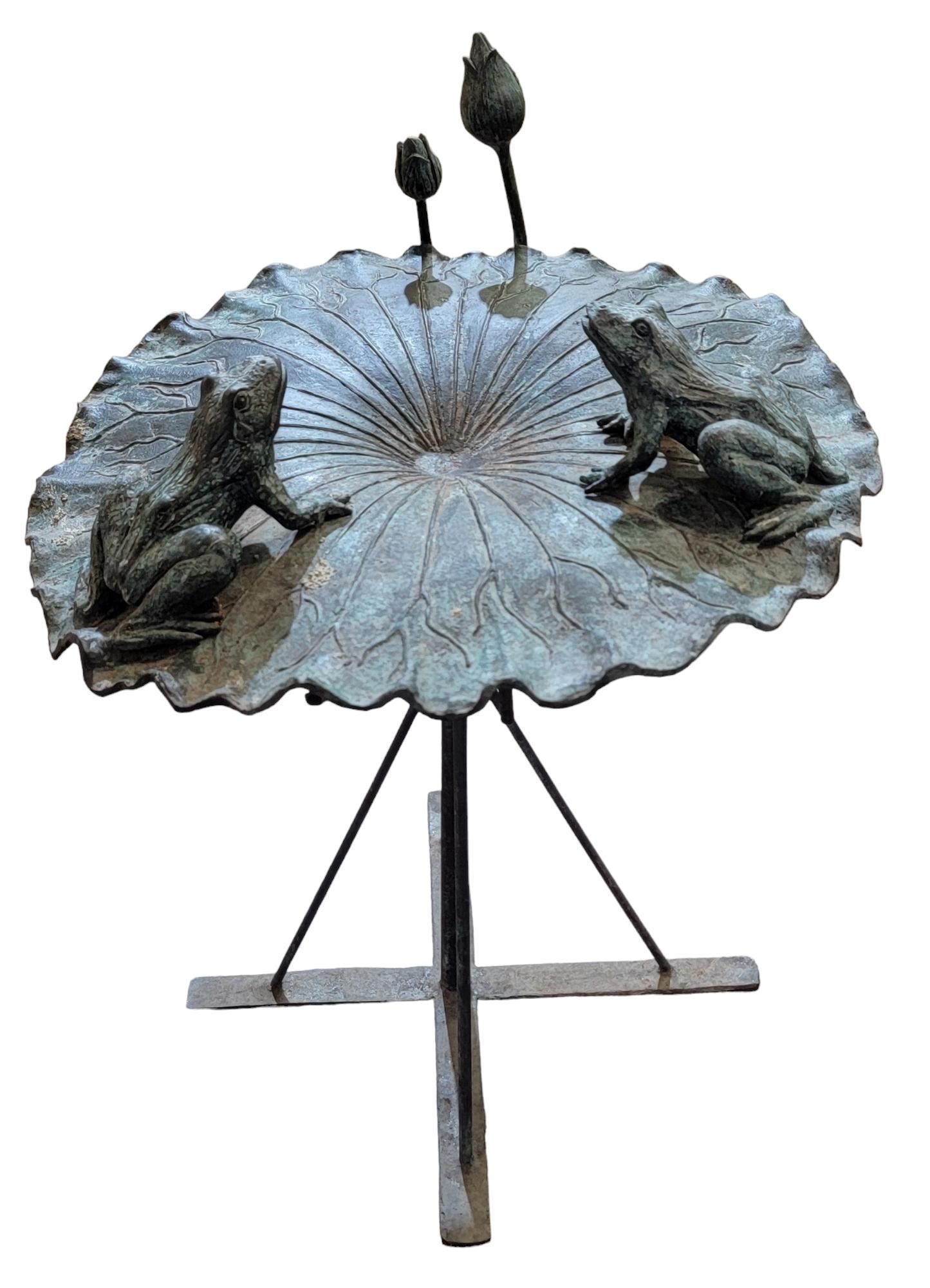 Antique Bronze Fountain of Lilly Pad For Sale at 1stDibs