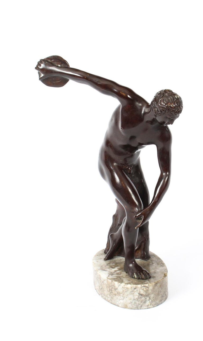 Antique Bronze Grand Tour Sculpture Discus Thrower Athlete, 19th ...