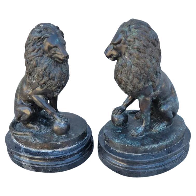 Black Granite Lion with Book Sculpture - Regal Guardian Statue For Sale ...