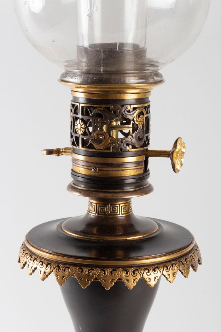 Antique Bronze Ming Vase, Pumped Up by Edouard Lièvre in Oil Lamp at ...