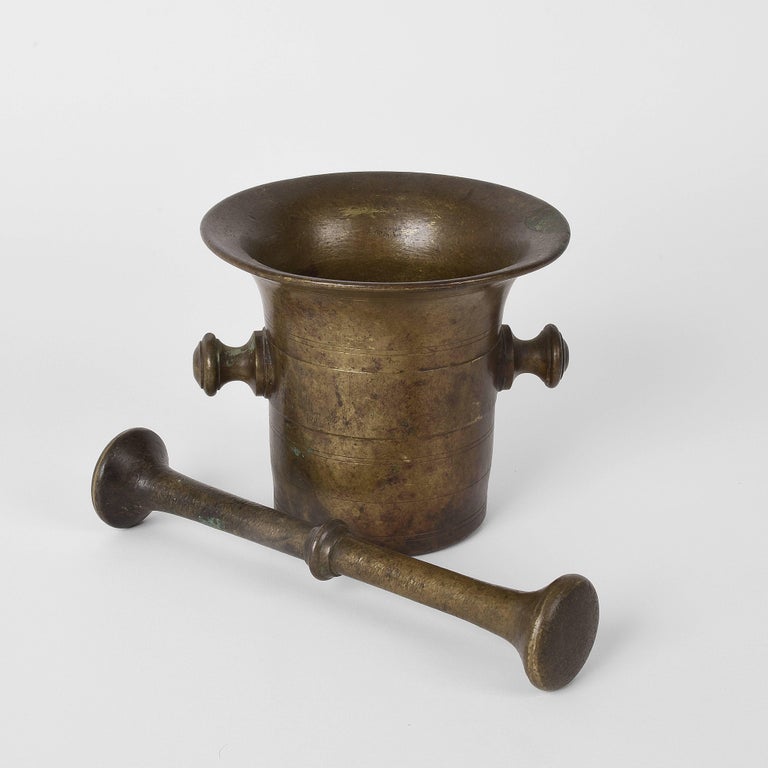Antique Bronze Mortar, Handmade with Pestle, Original Patina For Sale ...