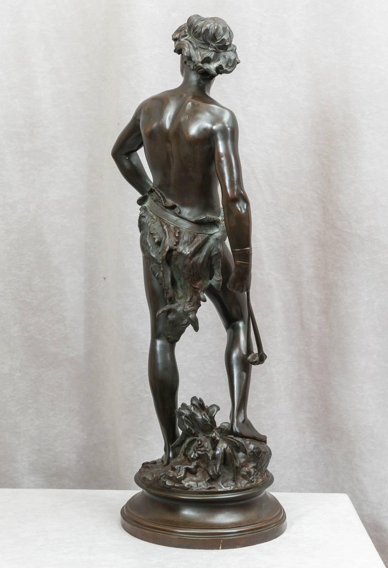 Antique Bronze of David Holding His Slingshot Ready for Action at 1stDibs