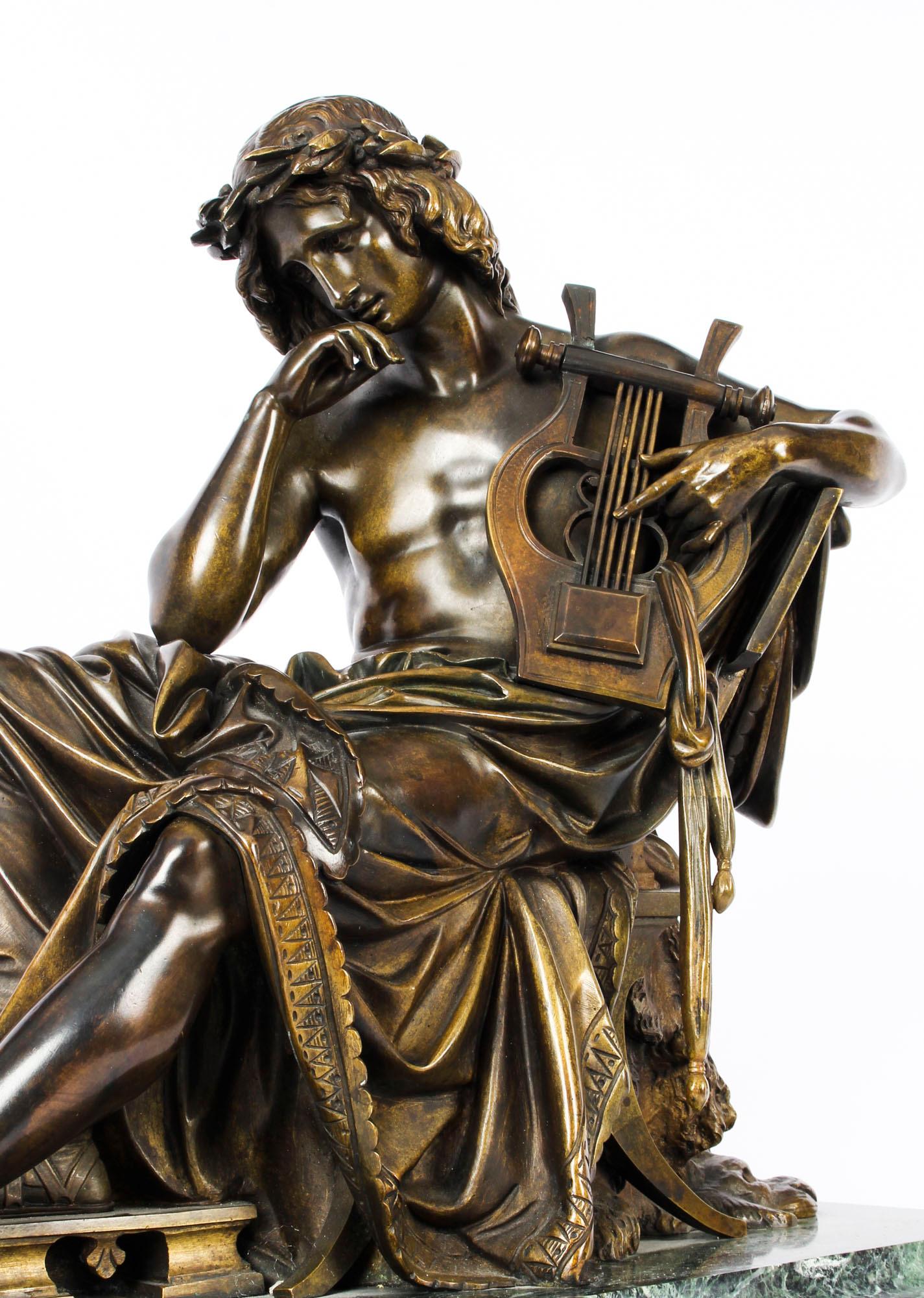 Antique Bronze of Orpheus, Albert-Ernest Carrier-Belleuse, 19th Century ...