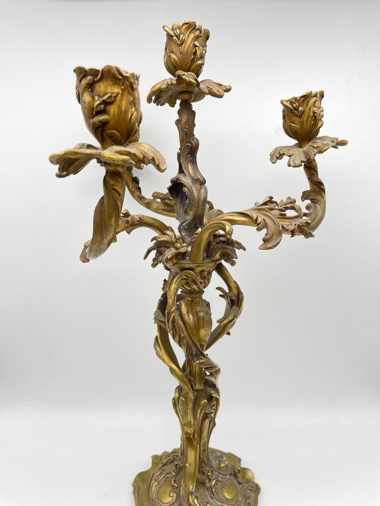 Antique Bronze Rococo Candlestick from Around, 1880 For Sale at 1stDibs