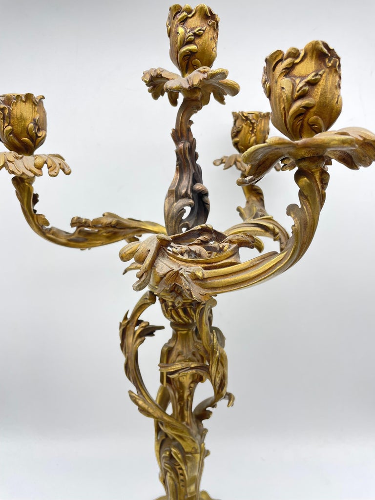 Antique Bronze Rococo Candlestick from Around, 1880 For Sale at 1stDibs