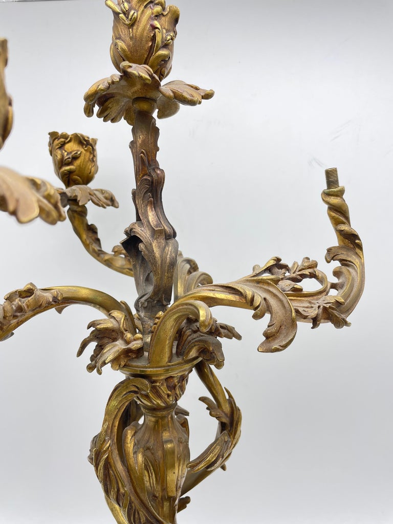 Antique Bronze Rococo Candlestick from Around, 1880 For Sale at 1stDibs