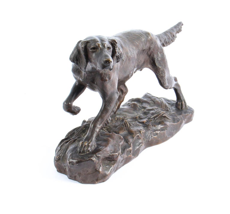 Antique Bronze Sculpture Irish Setter Dog Hunting by H. Peyrol, 19th ...