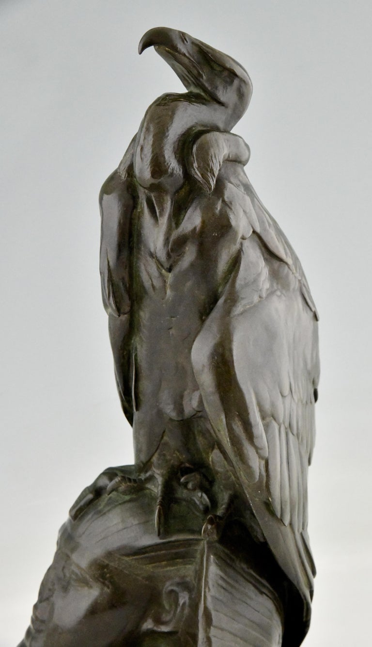 Antique bronze sculpture of a vulture on a sphinx by Cain, France 1851 ...