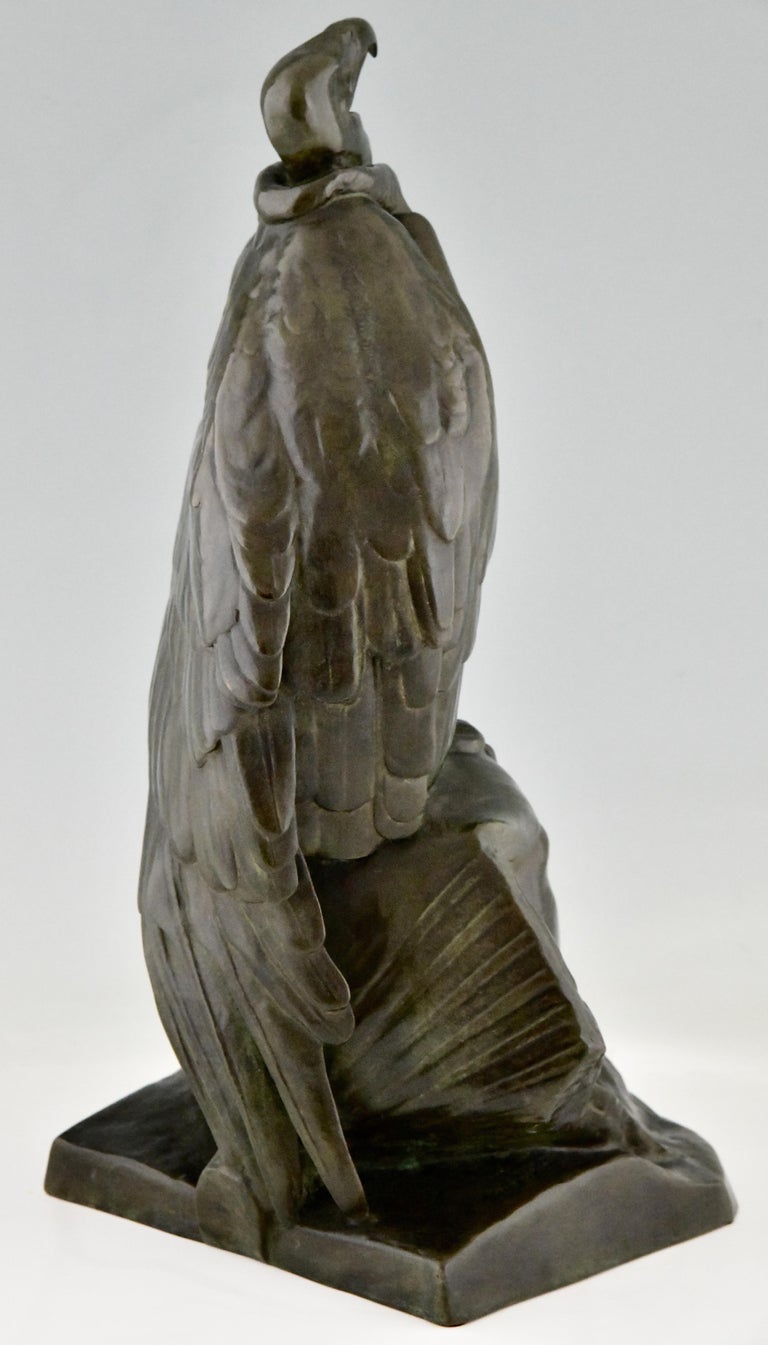 Antique bronze sculpture of a vulture on a sphinx by Cain, France 1851 ...