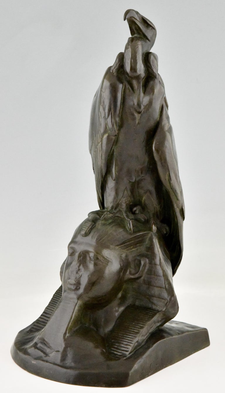 Antique bronze sculpture of a vulture on a sphinx by Cain, France 1851 ...