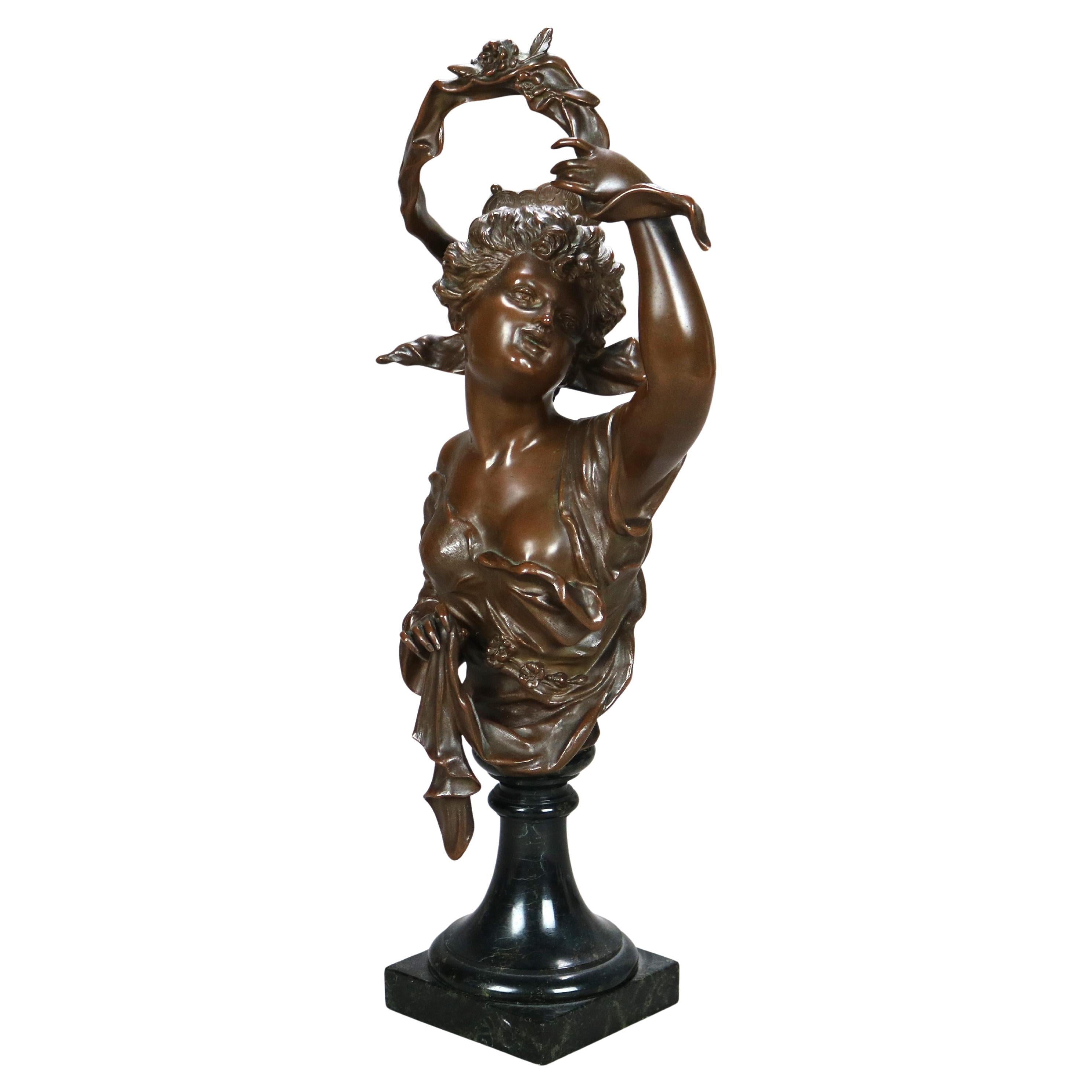 Antique Bronze Sculpture of Classical Female Figure on Marble Base ...
