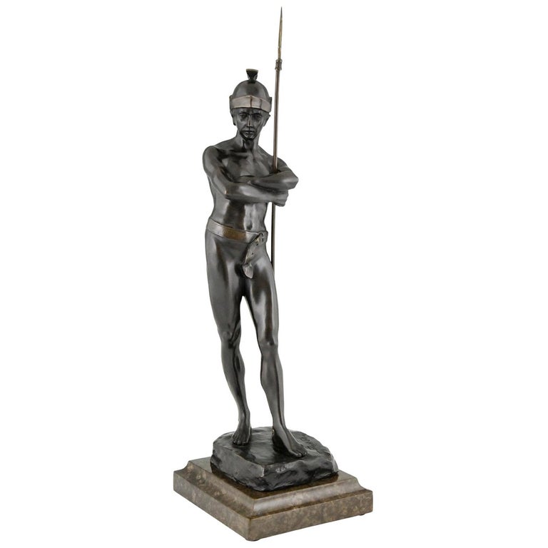 Antique Bronze Sculpture Roman Warrior Julius Schmidt Felling For Sale ...