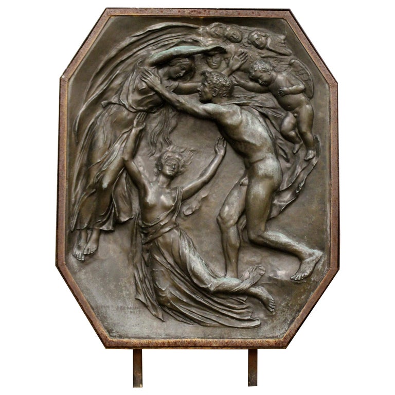 Antique Bronze Wall Relief Sculpture Man and Spirit Signed Henry Pegram ...