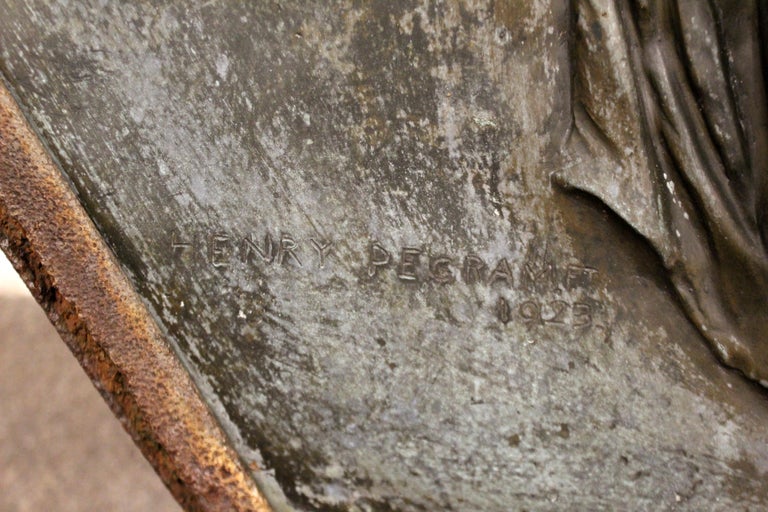Antique Bronze Wall Relief Sculpture Man and Spirit Signed Henry Pegram ...
