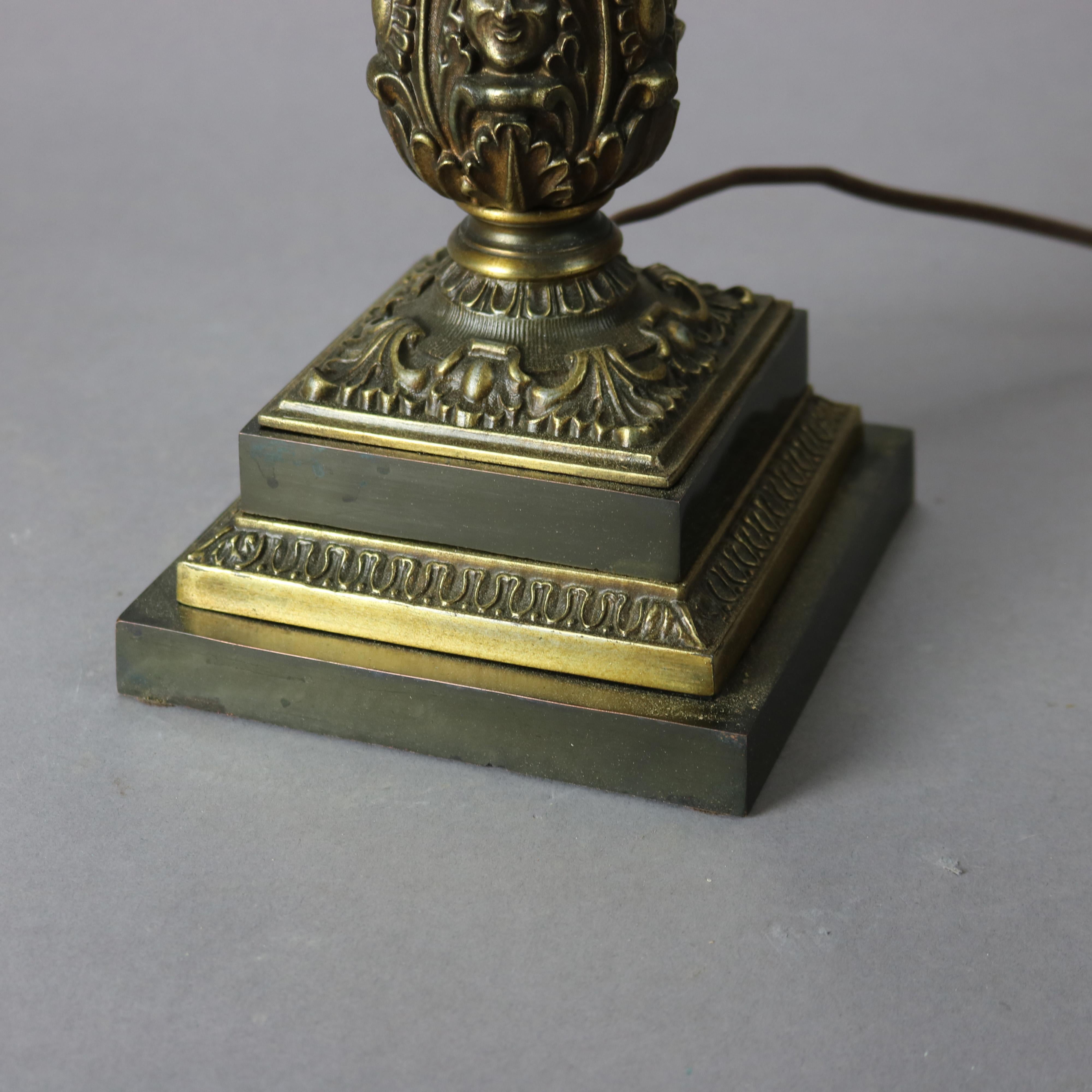 Antique Bronzed Metal and Crystal Figural Astral Lamp circa 1900 For ...