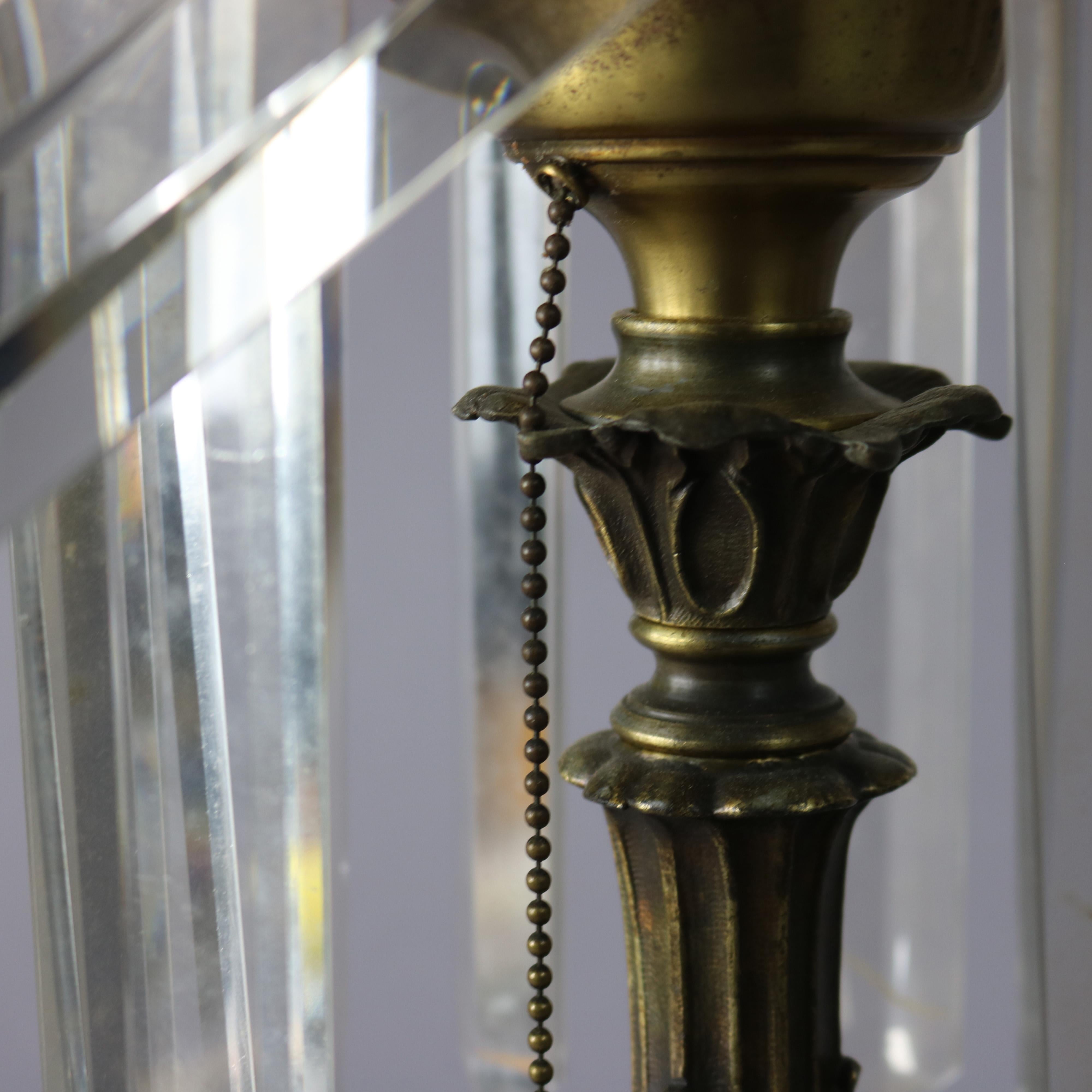 Antique Bronzed Metal and Crystal Figural Astral Lamp circa 1900 For ...