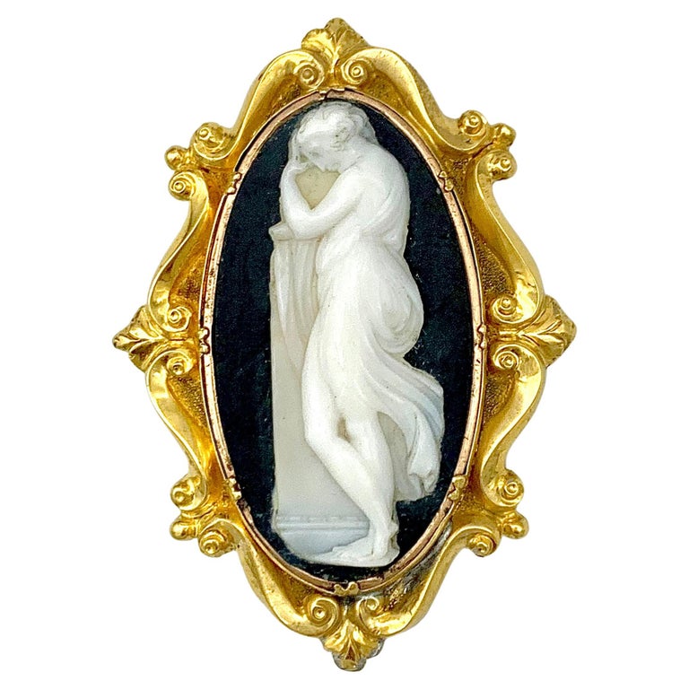 Antique Brooch Female in Antique Manner Cameo White Sard on Basalt For ...