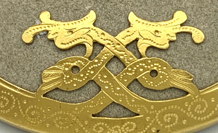 Antique Brooch Gold Eternity Symbol Stylized Snakes Pebble For Sale at ...